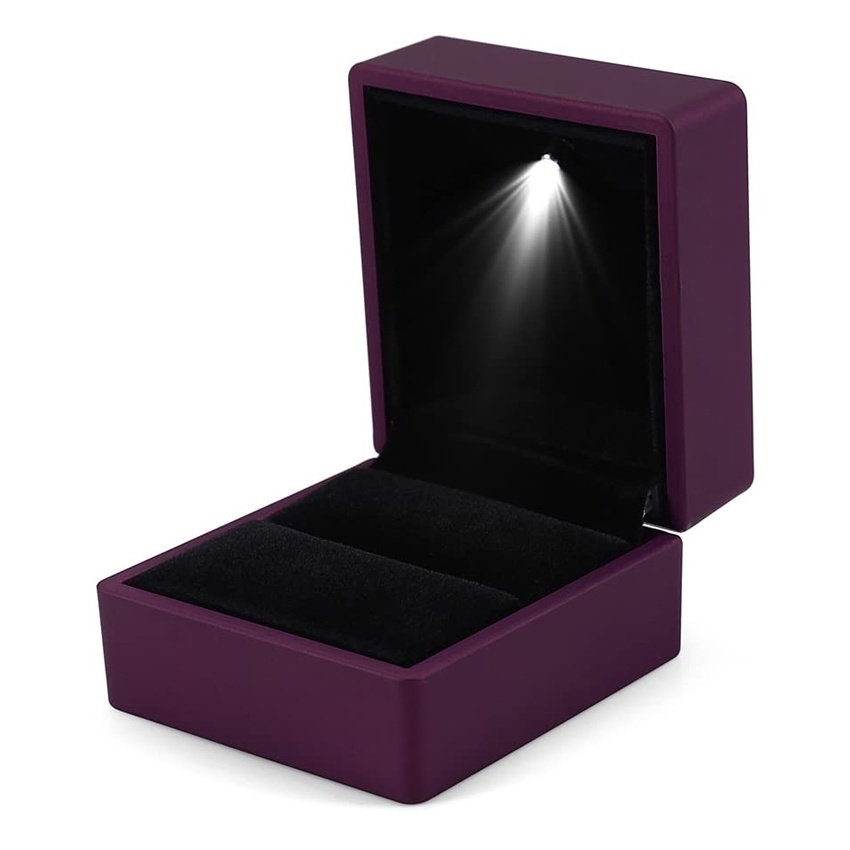Ring Box With LED Light Rings Velvet Jewelry Case, LED Light Ring Box ...