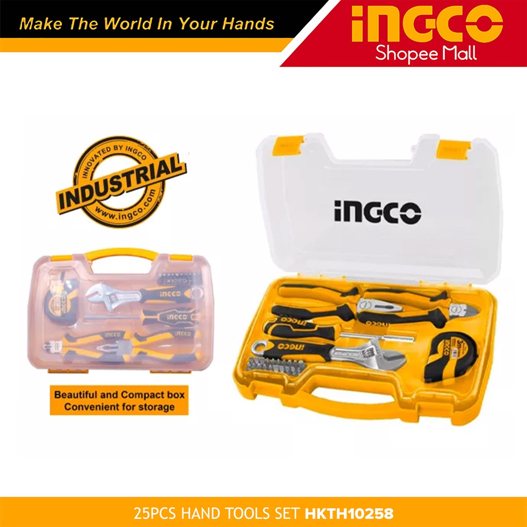 INGCO HKTH10258 25pcs Hand Tool Set with Plastic Hard Case _H | Shopee ...