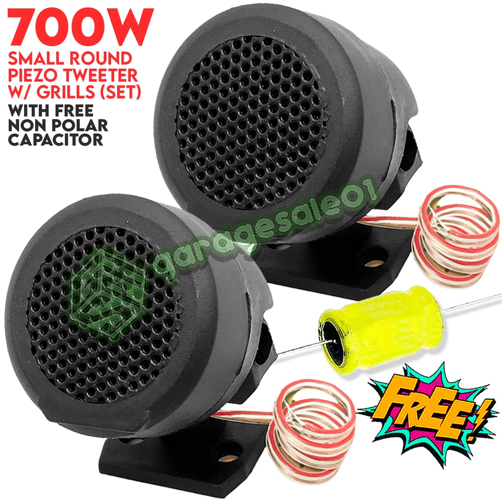 1 PAIR 700W Mini Piezo Tweeter Round With Grills & Stand With FREE Non ...