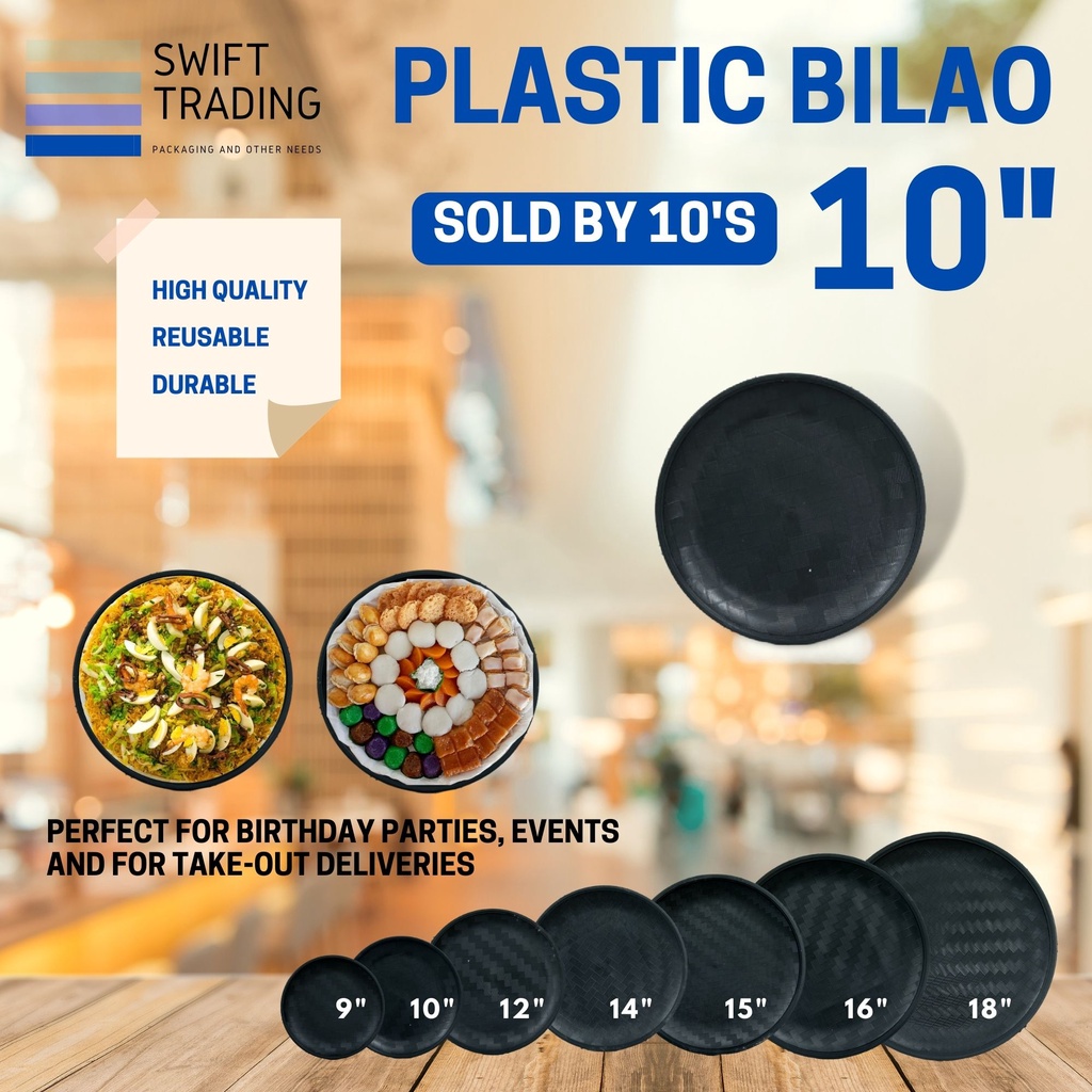 10 Pcs Plastic Bilao Size 10 inches Black Bilao Food Bilao Tray ...