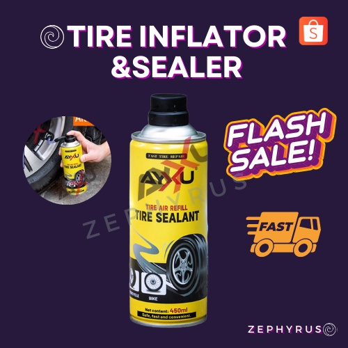 AYXU 450ML MOTORCYCLE AND CAR TIRE SEALANT & INFLATOR tire filling ...