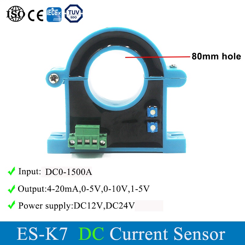 Hall Open Loop Current Signal Transducer DC Current Sensor 0-1500A Input 4-20mA 0-10V Output ...
