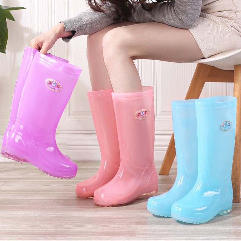 New High Tube Rain Boots Women Non-slip Rain Shoes(Bota) | Shopee ...