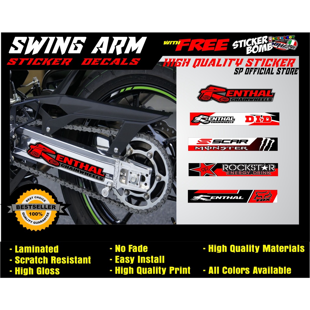 Swing Arm Sticker Decals pair (2pcs) for all MC durable & High Quality ...