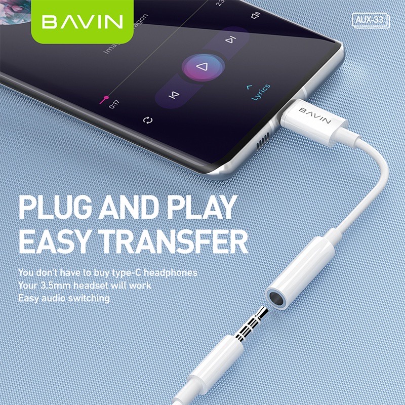 BAVIN AUX33 with AC Type-C to 3.5mm USB Connector & Audio AUX ...
