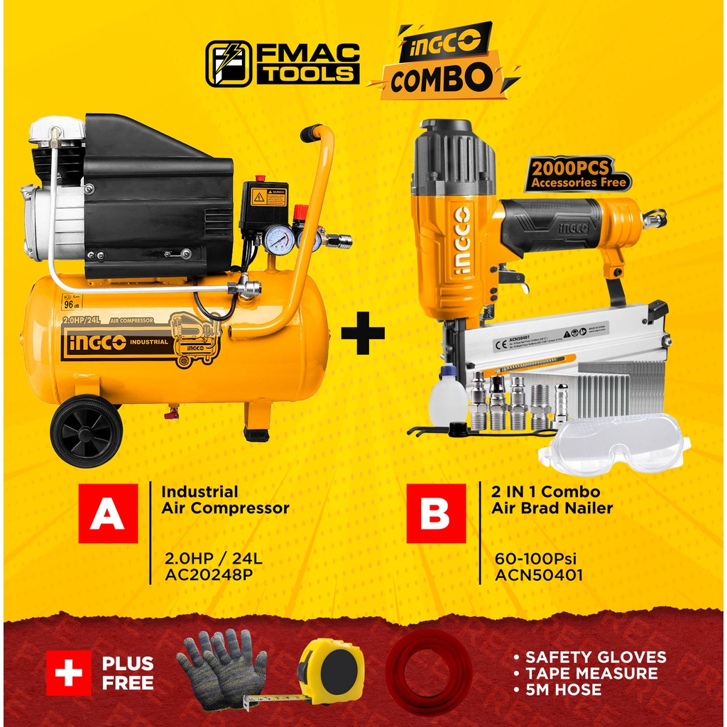 ingco-combo-2-in-1-combo-air-brad-nailer-acn50401-24l-air-compressor