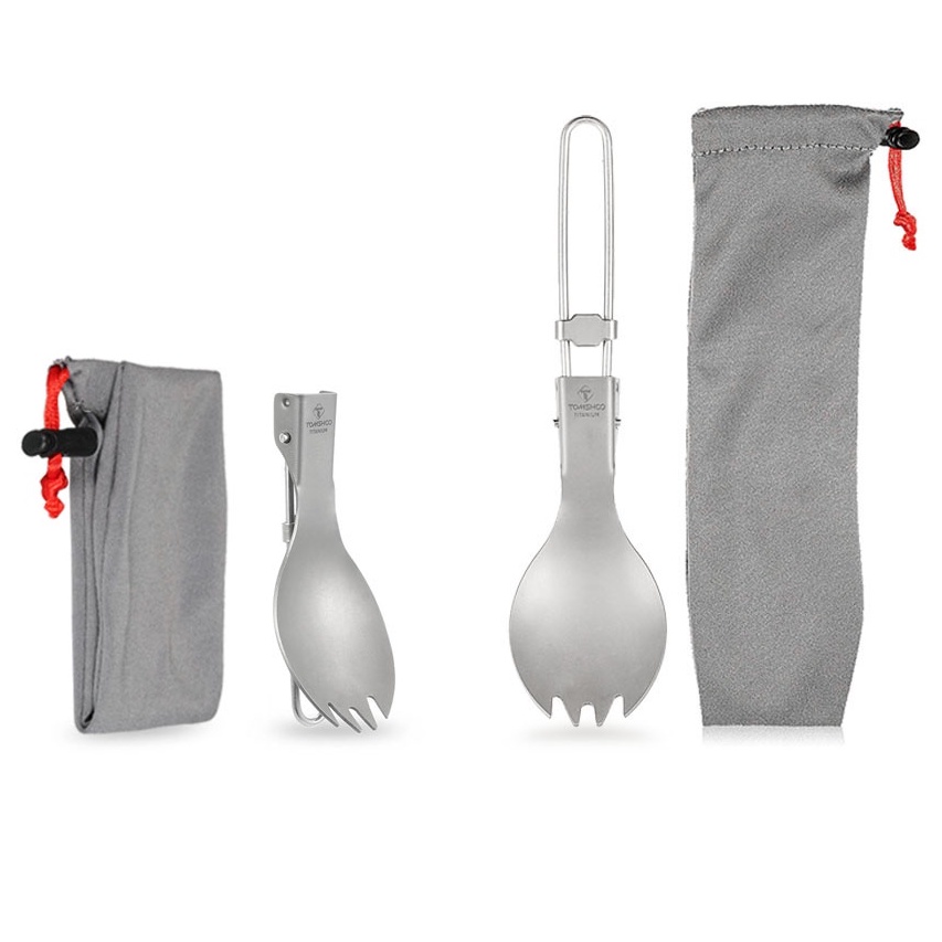 TOMSHOO Titanium Folding Spork Outdoor Camping Hiking Backpacking ...