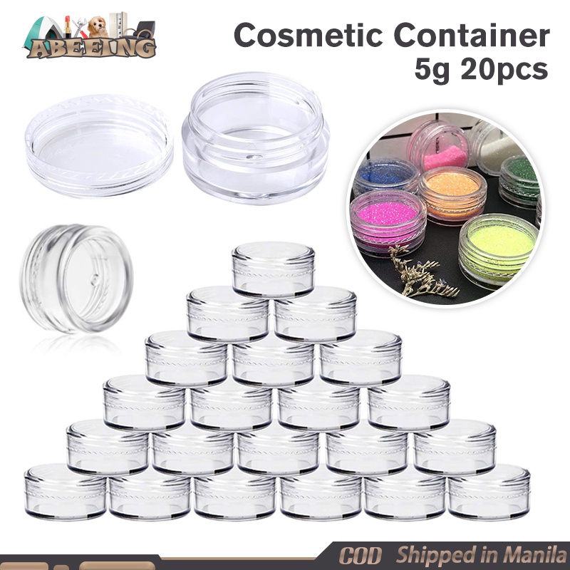 20Pcs Portable Small Round Cosmetic Container 5 Grams Acrylic Clear ...