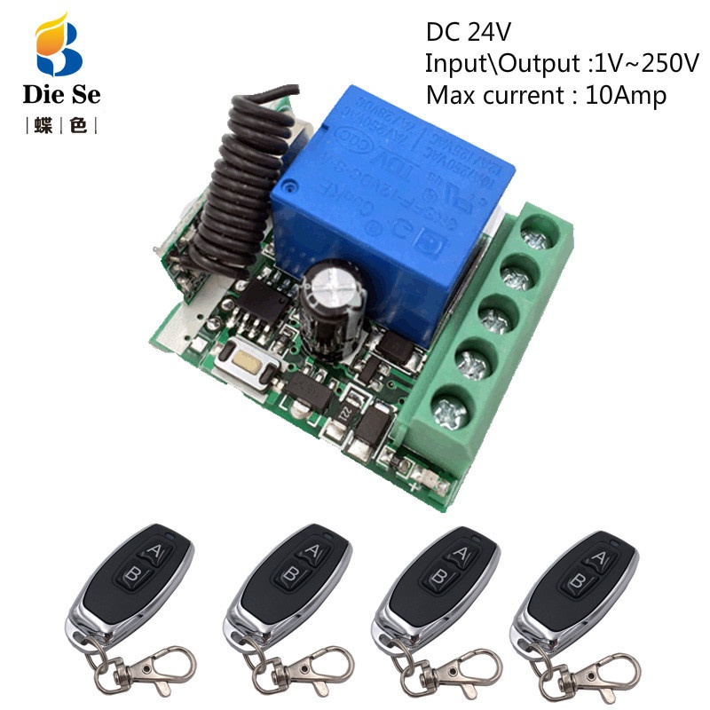 433MHz Universal Wireless Remote Control 1 way DC 24V RF Relay Module ...
