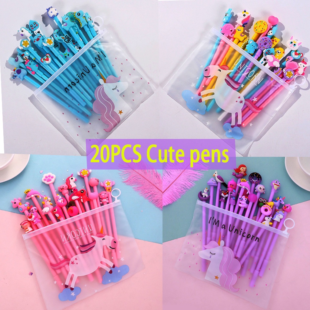 20PCS Cartoon Ballpen Set Cute Pens Sign Pen Flexstick Ballpen 0 5 ...