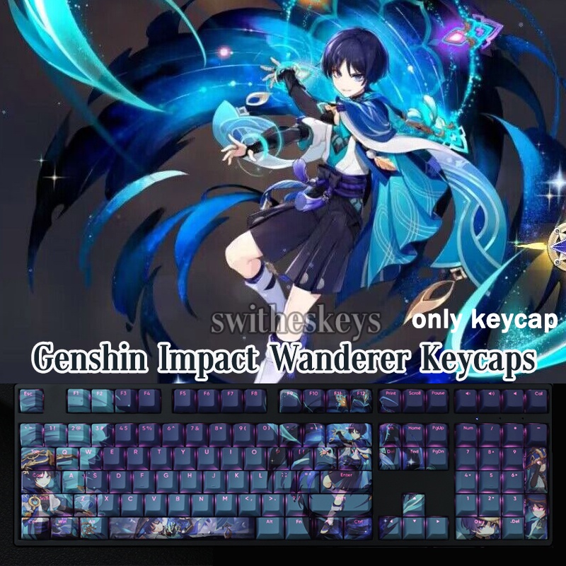 108 Keys Anime Genshin Impact Wanderer Keycaps Backlit Cherry Profile ...