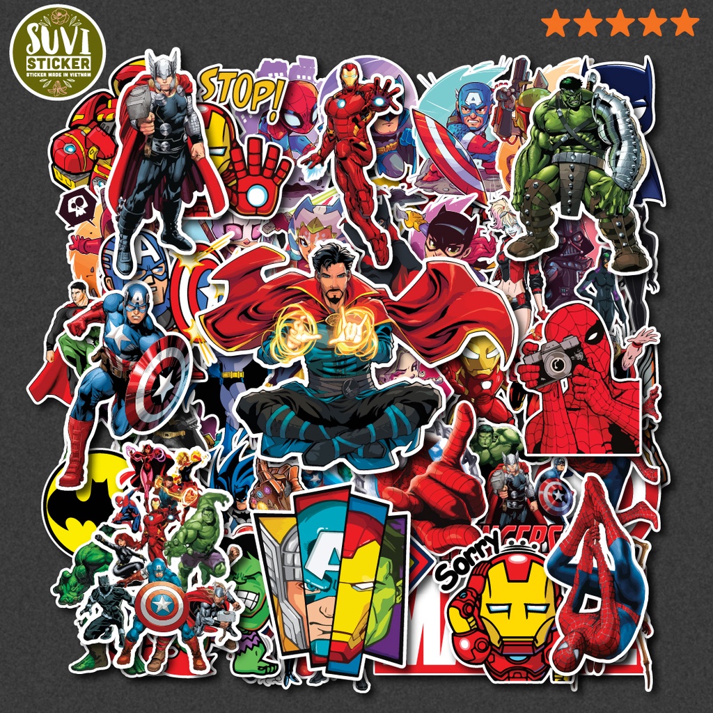 50 waterproof Marvel stickers for helmets, laptops, phones, guitars ...