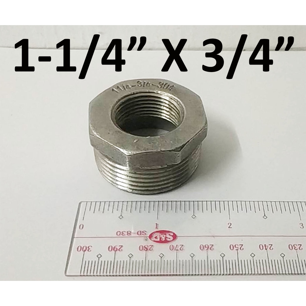 SS BUSHING REDUCER 1-1/4" X 3/4" SCH40 THREADED SCREW TYPE STAINLESS ...