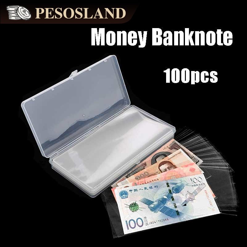 100Pcs/box Money Banknote Protector Paper Currency Money Bill Sleeves ...