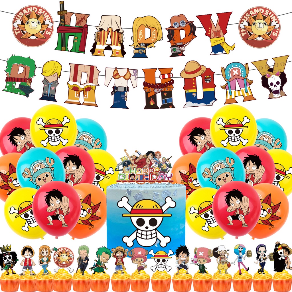 SY1 One Piece Monkey D Luffy Theme kids birthday party decorations ...