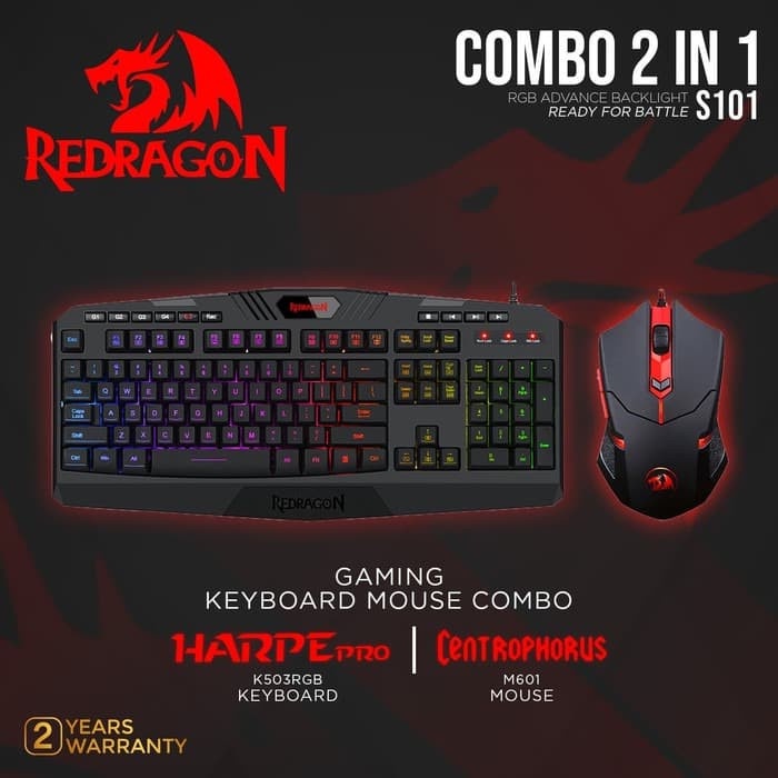 REDRAGON REDRAAGON - S101-1 Gaming Keyboard Mouse 2 in 1 Combo RGB ...