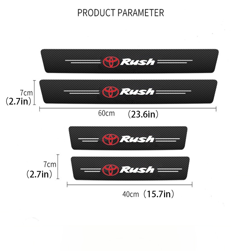 Toyota Rush Auto Threshold Strips Sticker 5 Types Car logos Carbon ...