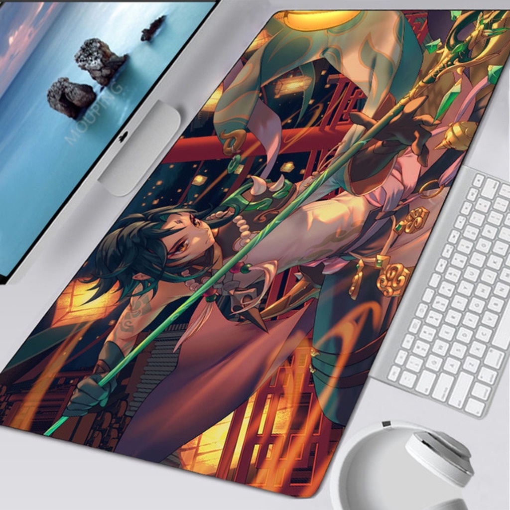 Genshin Impact Xiao Desk Pad Anime Mouse Mats Xxl Black Large Mouse Pad ...