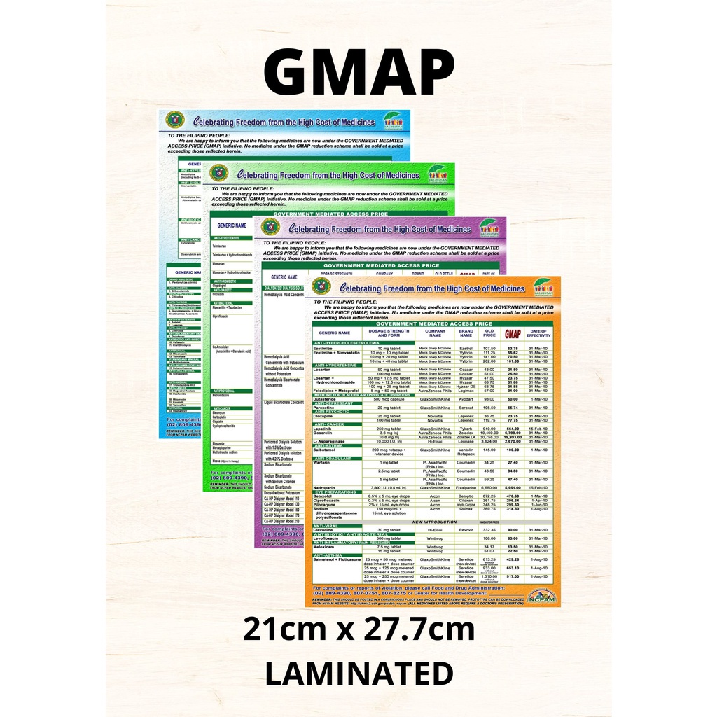 GMAP poster For Pharmacy (Laminated) | Shopee Philippines