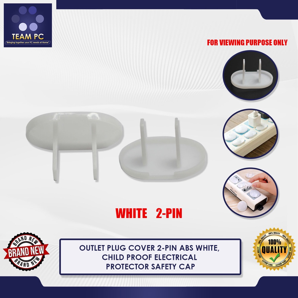 OUTLET PLUG COVER 2-PIN ABS WHITE, CHILD PROOF ELECTRICAL PROTECTOR ...