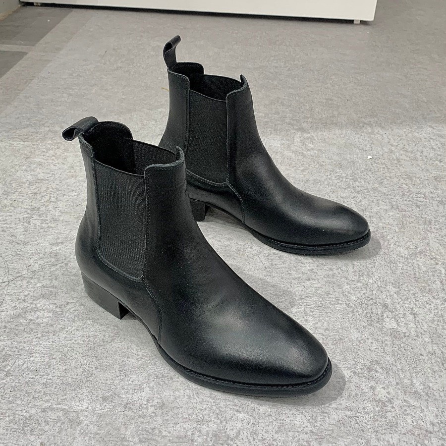 Nine Men's Chelsea Boots Genuine Cow Leather 4cm Height Increasing Sole ...