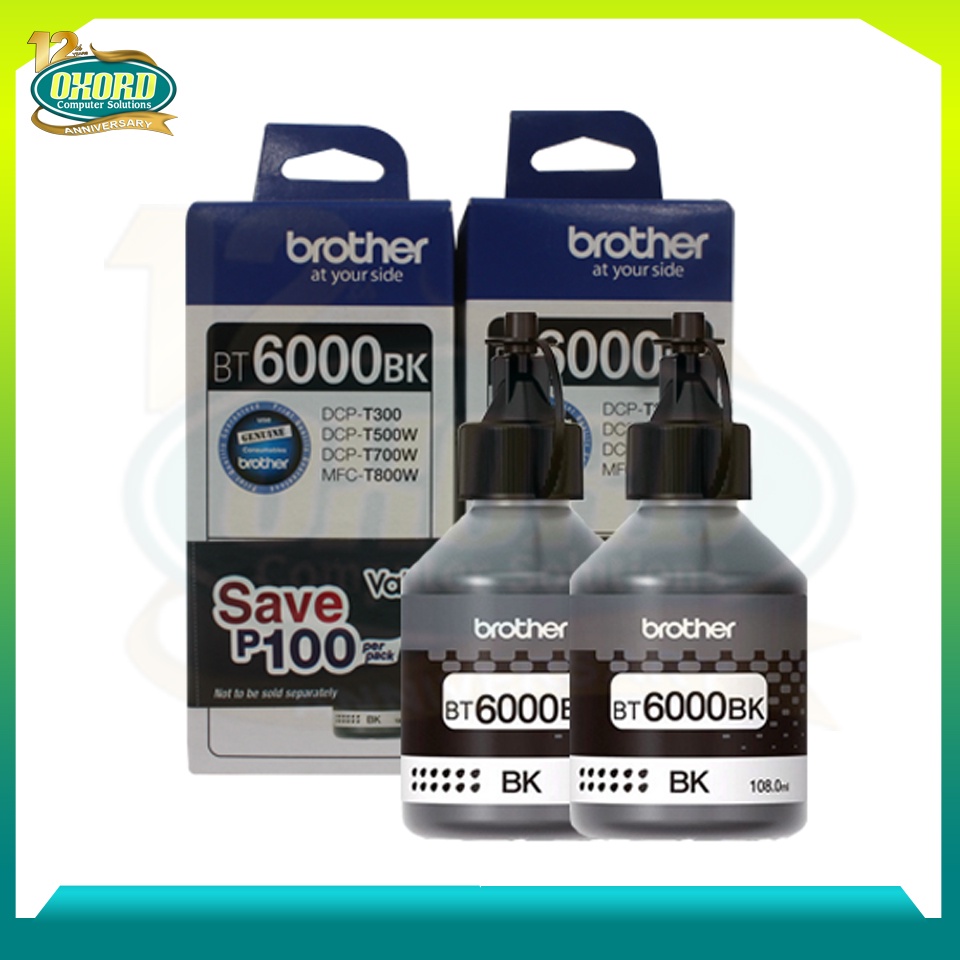 Brother BT6000BK Double Pack Genuine Ink Bottle (Black) | Shopee ...
