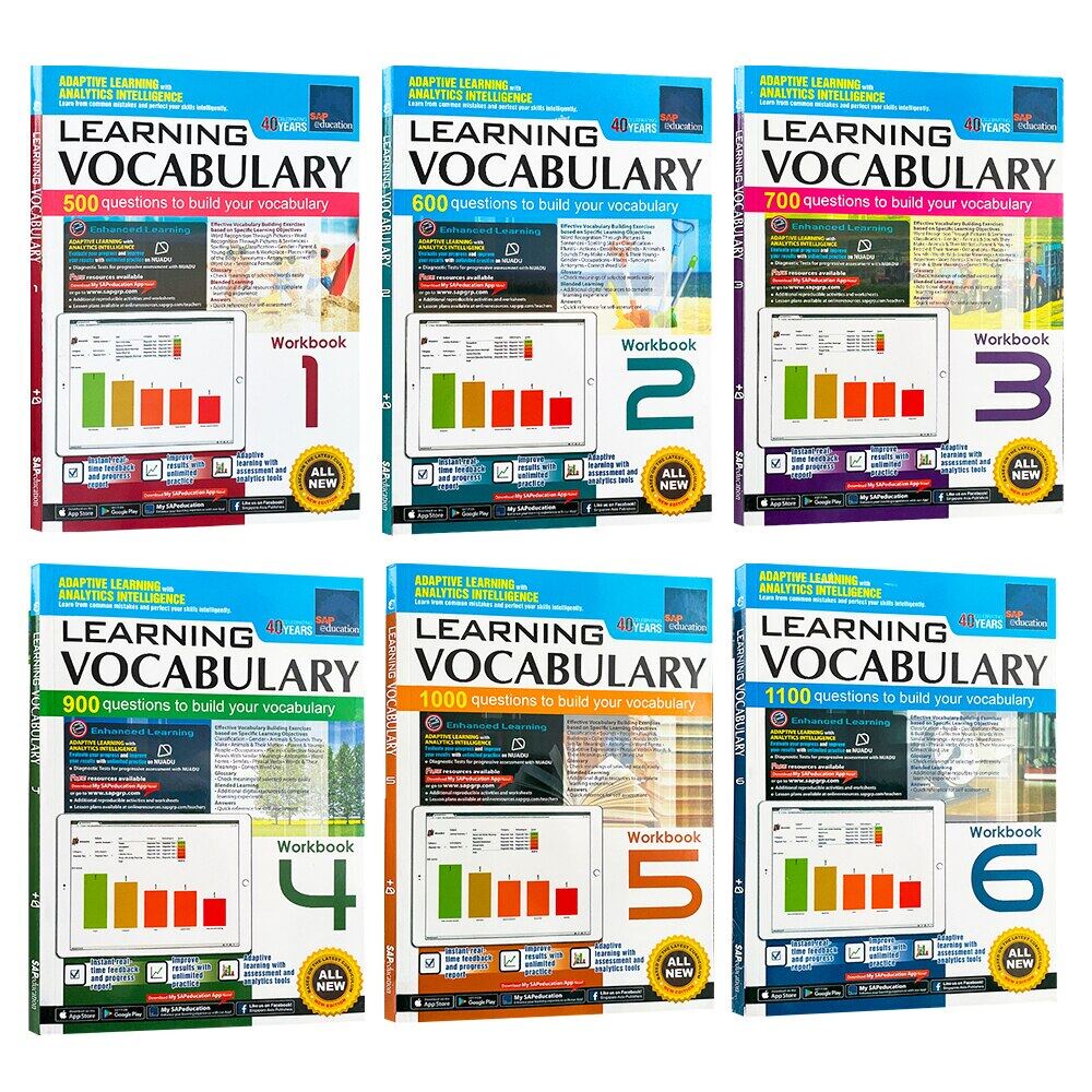 6 Books SAP Learning Vocabulary Workbook Educational Kids English Words ...
