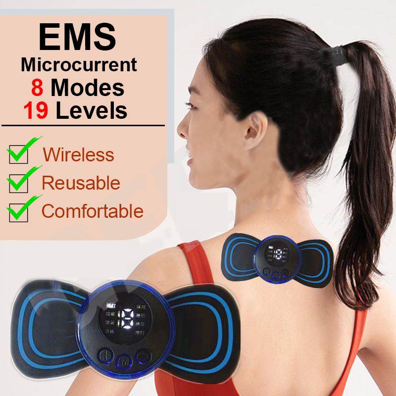 EMS Mini Portable Electric Pulse Meridian Neck Cervical Massager Muscle ...