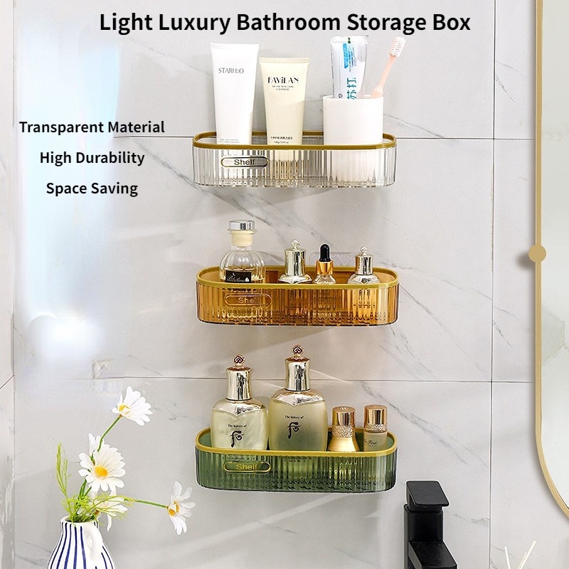 Bathroom Shelf Toilet Shampoo Holder Shower Shelves Wall Mount Kitchen ...