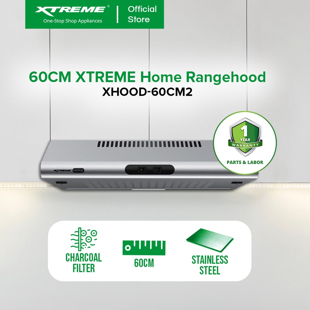 X-SERIES 60cm Rangehood Wall-mount Stainless 2-Speed Mechanical Control w/LED Light (XHOOD ...