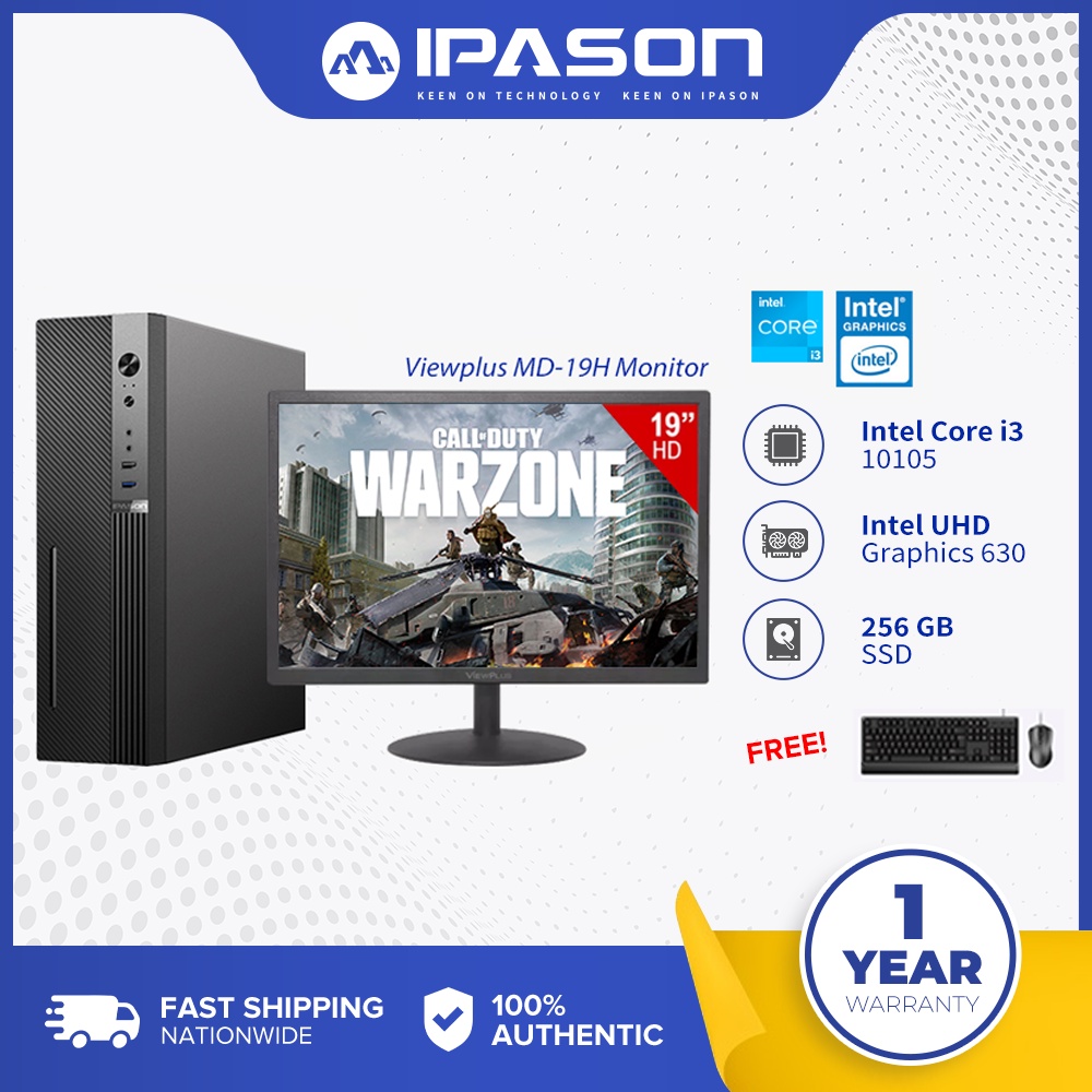 Ipason Office Mini Pc Intel i3 10105 DDR4 8G 256G SSD With 21.5 Inch ...