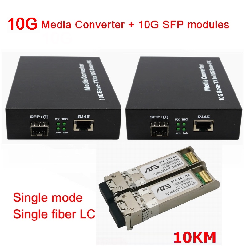 10G Enhanced SFP+ Media Converter 10GBase-T Ethernet Switch RJ45 to ...
