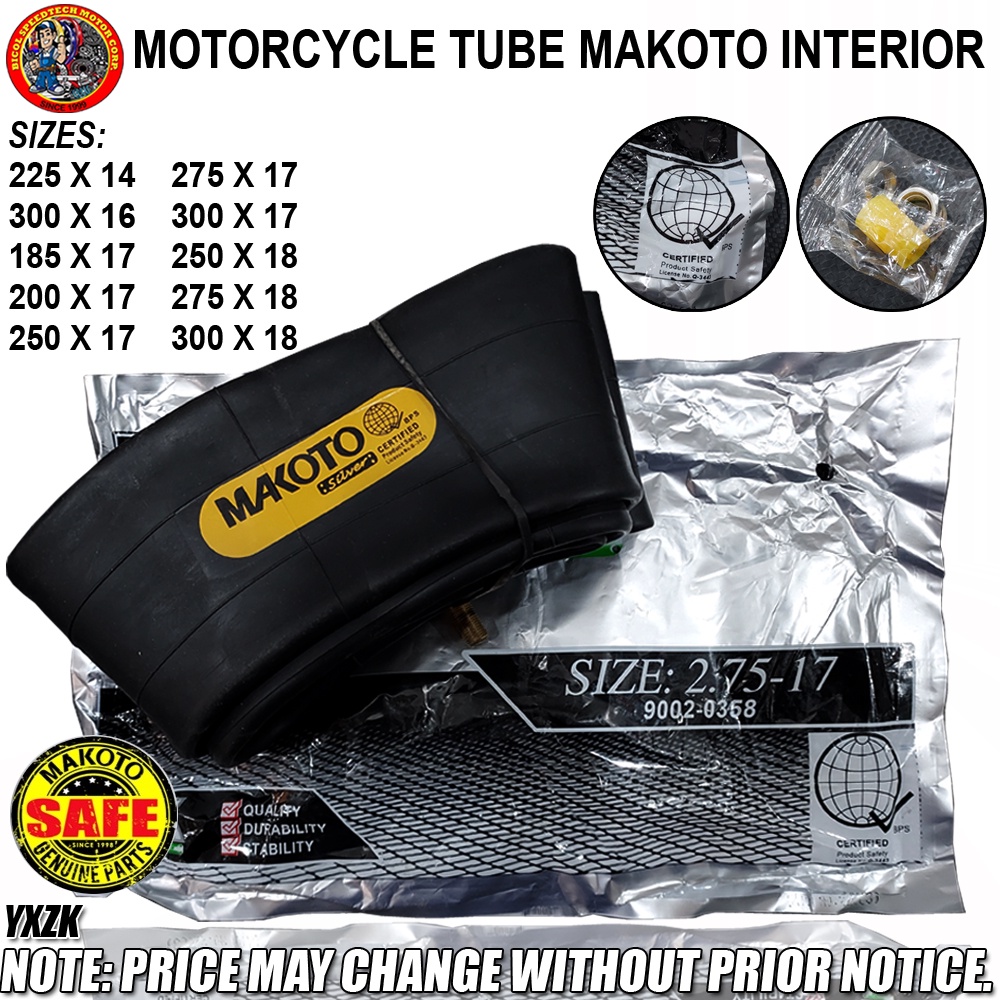 MOTORCYCLE TUBE MAKOTO INTERIOR ORIGINAL (YXZK) | Shopee Philippines