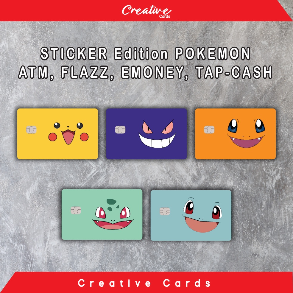 Atm Skin Card Sticker Card - POKEMON Edition Vinyl+Laminating Glossy ...