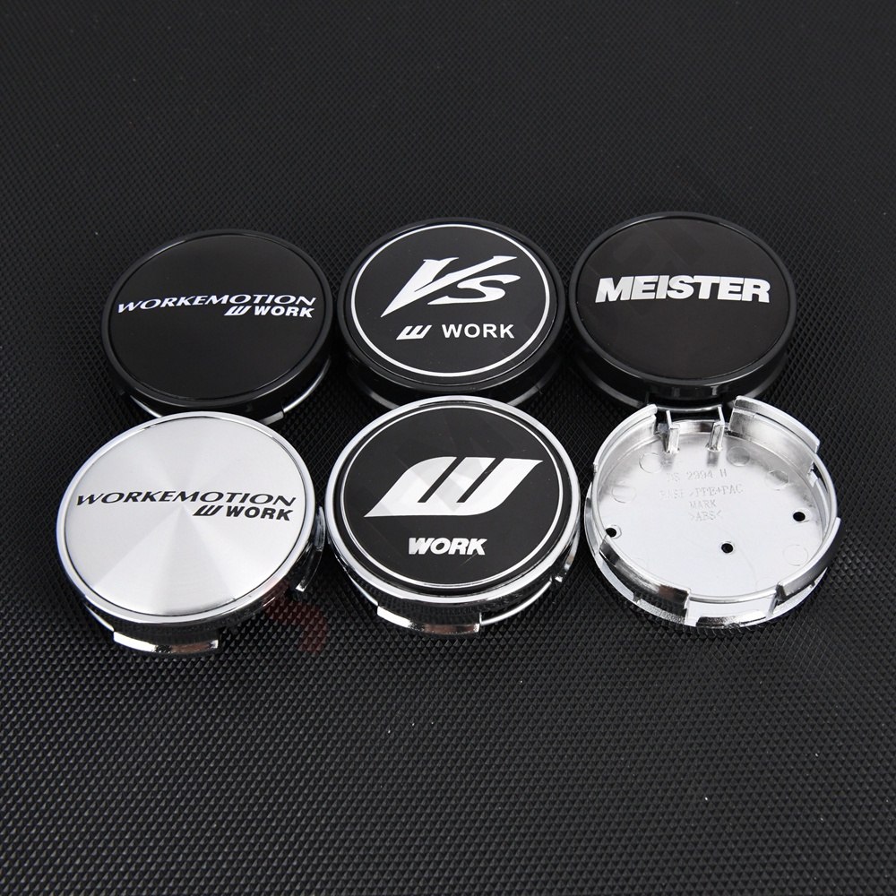4PCS Wheel Cover Cap 62MM/60MM Rim Hub Cap WORK MEISTER VS Logo Sticker ...