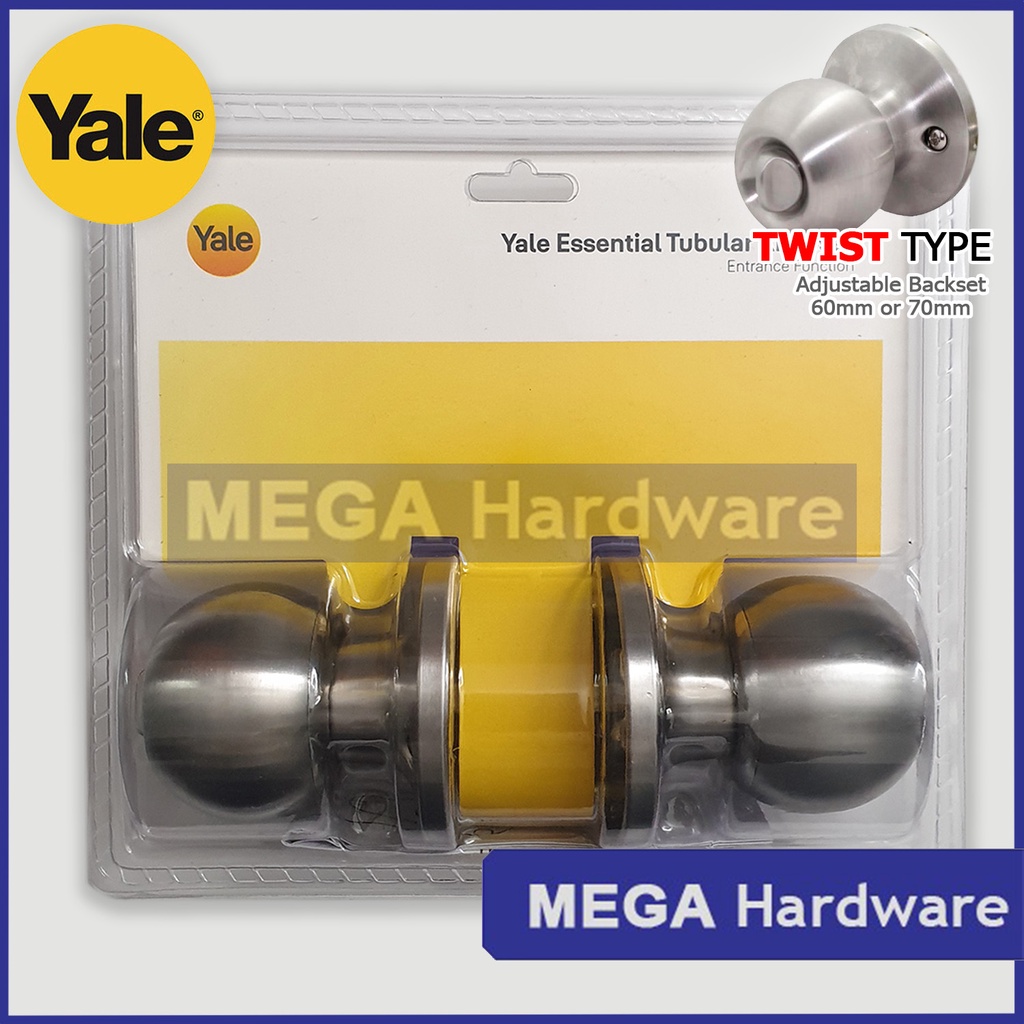 Yale Essential Satin Stainless Door Knob (Tubular Type) / Lock Set ...
