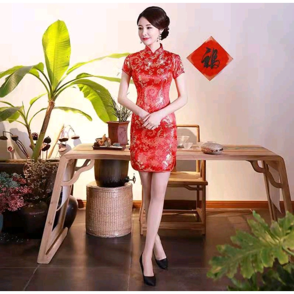 Female Cheongsam Dress Red Short Skirt Ready To Ship | Shopee Philippines