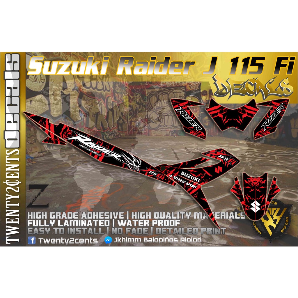 Suzuki raider j 115 fi Decals High-Quality Stickers (redskull) | Shopee ...