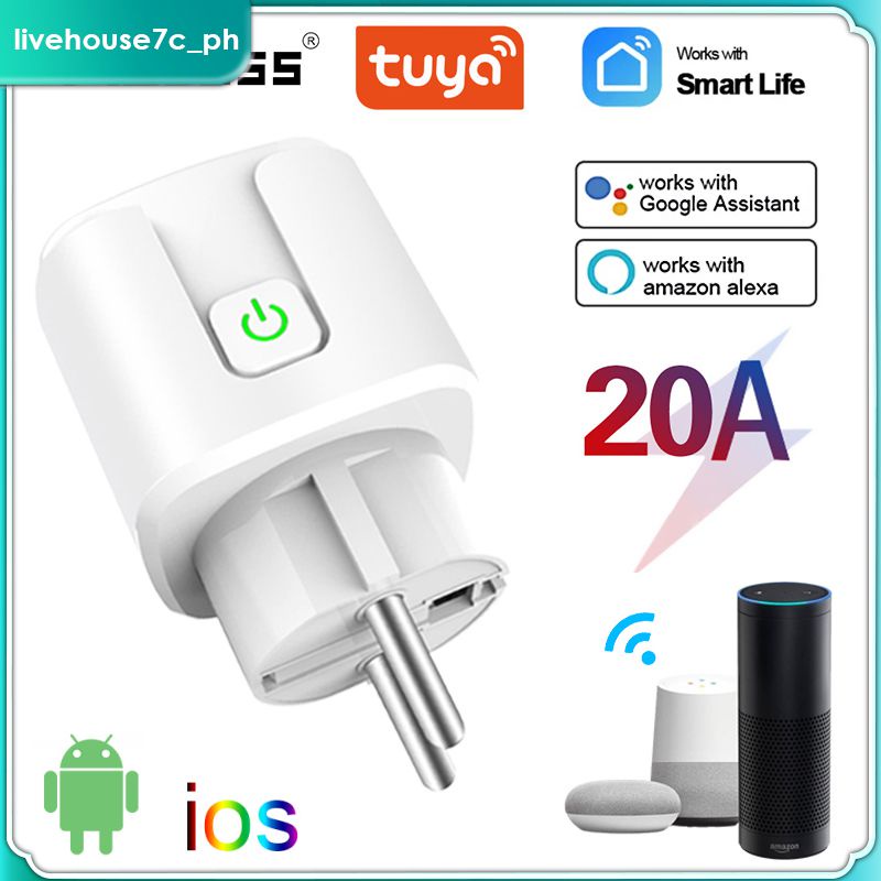 20A Smart Plug WIFI Bluetooth Wireless Remote Socket Smart Timer Plug ...