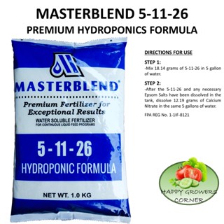Masterblend 5-11-26 Hydroponics Formula (1KG SET) 1 KG Masterblend, 1 ...