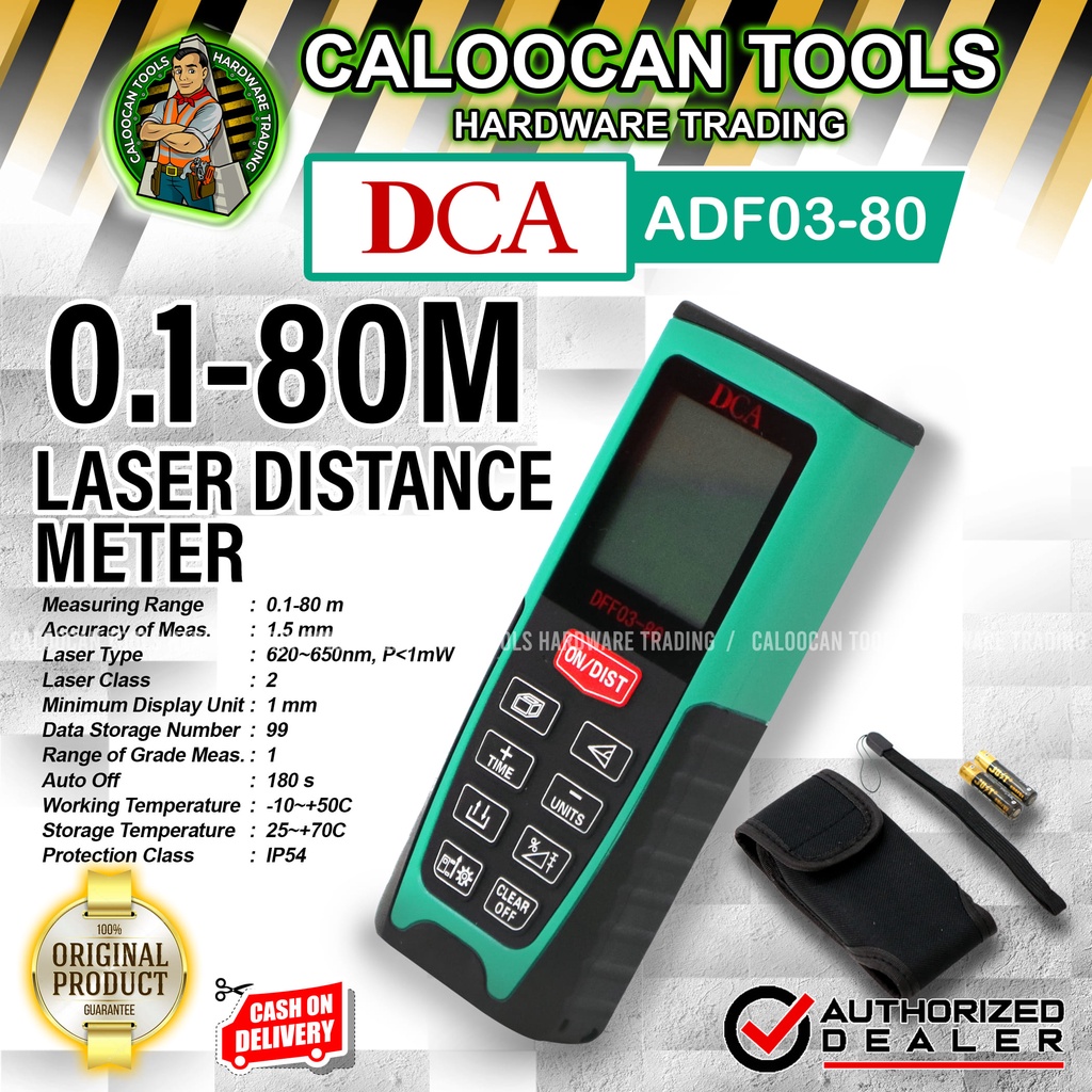 DCA 0.1-80m Laser Distance Meter (ADF03-80) CALOOCAN TOOLS | Shopee ...