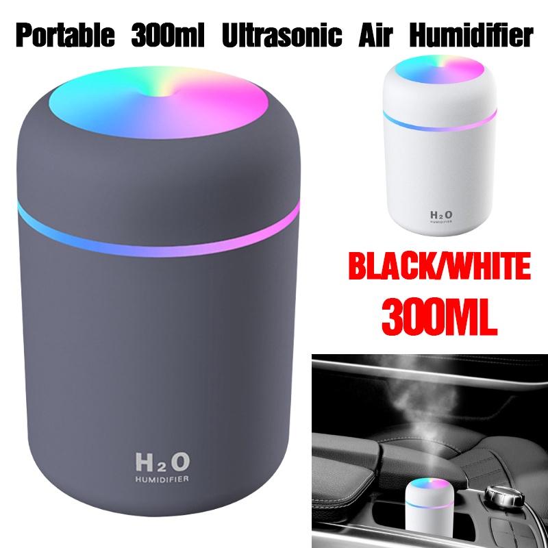 300ml Air Humidifier Purifier with RGB LED Light USB Portable Essential ...