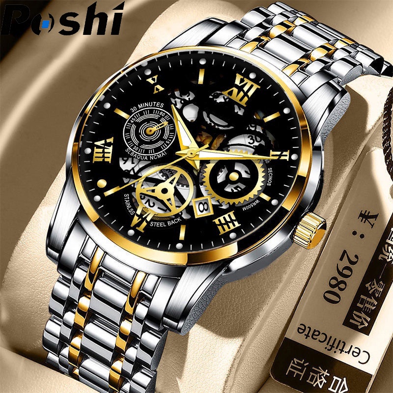 POSHI Automatic Movement Men Watch Waterproof Sports Fashion Mens ...