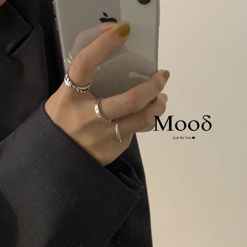 MOOD 3Pcs Retro Simple Ring Set Female Men Hip-hop Ins Personality ...