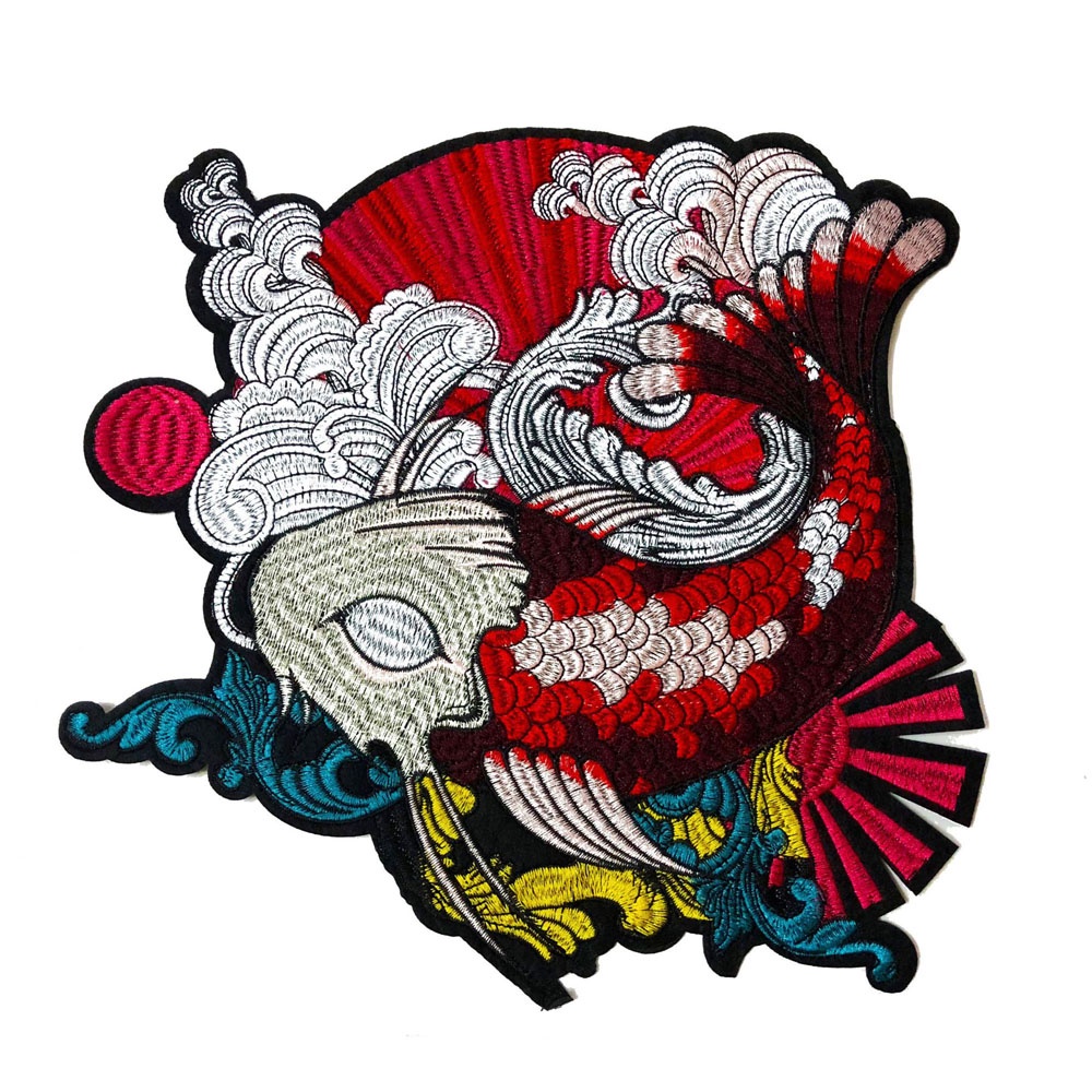 1Pc Fish Lucky Charm Embroidered Patches Appliques Iron On Clothes ...