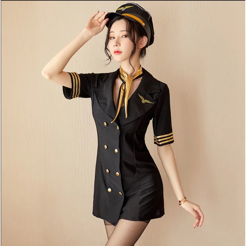 Skirt Stewardess Uniform Flight Attendant Seductive Set Cosplay Exotic ...