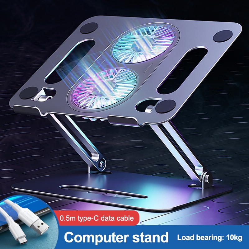Aluminum Laptop Stand iPad Stand with Dual Cooling Fan Adjustable ...