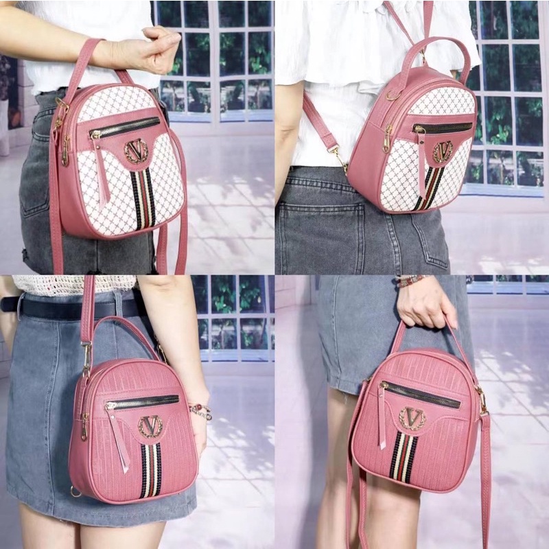 22195#mini small doublepurpose backpack and sling(22x8x19cm) | Shopee ...