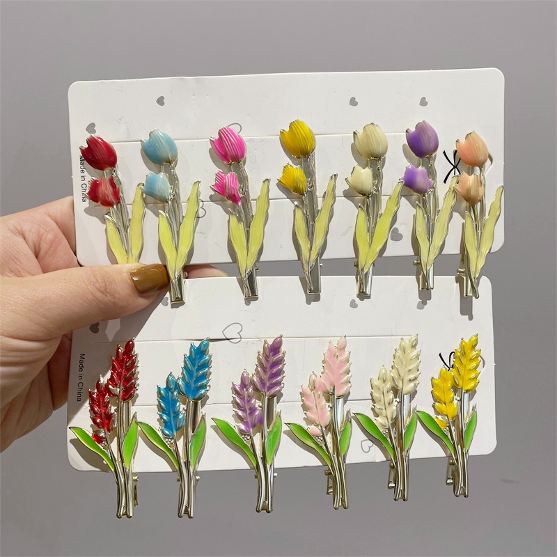 Metal Clip Tulip Hairpin Wheat Hairpin Side Clips Duckbill Flower Clip ...