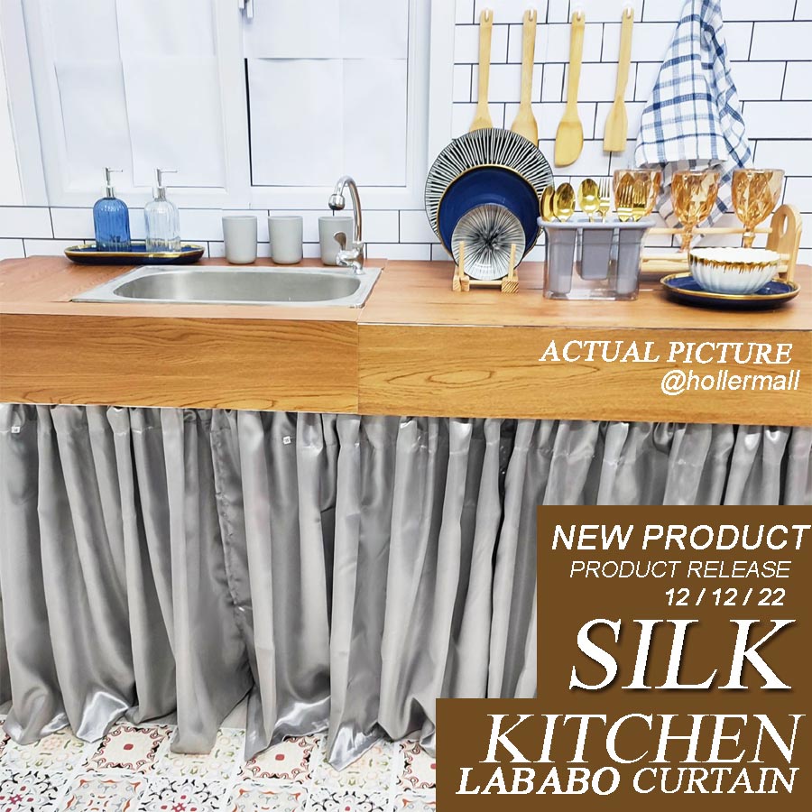 HOLLERMALL Silk lababo curtain kitchen kink curtain | Shopee Philippines